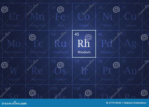 Rhodium As Element 45 Of The Periodic Table 3d Illustration On Red