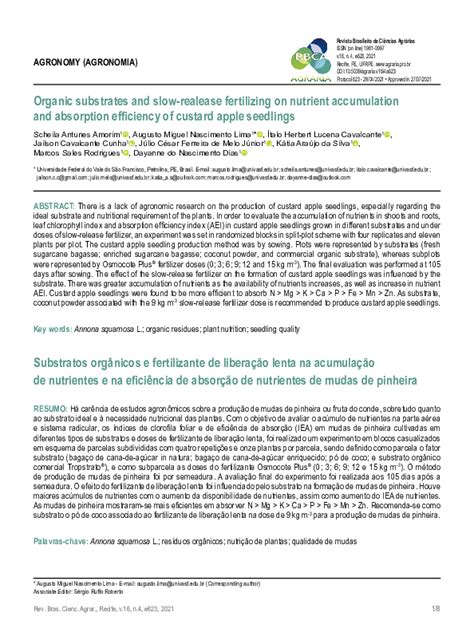 Pdf Organic Substrates And Slow Realease Fertilizing On Nutrient