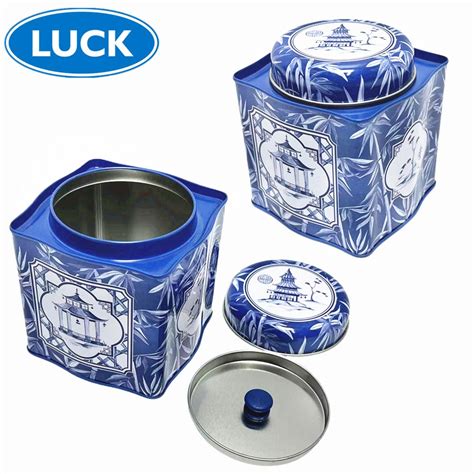 Custom High Quality Metal Tea Box Double Lids Square Tin Can Packaging