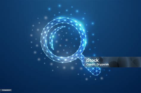 돋보기 3d 기호 파란색 낮은 폴리 스타일 분석 검색 도구 디자인 컨셉 벡터 일러스트레이션 확대경 다각형 와이어프레임 0명에 대한 스톡 벡터 아트 및 기타 이미지 Istock