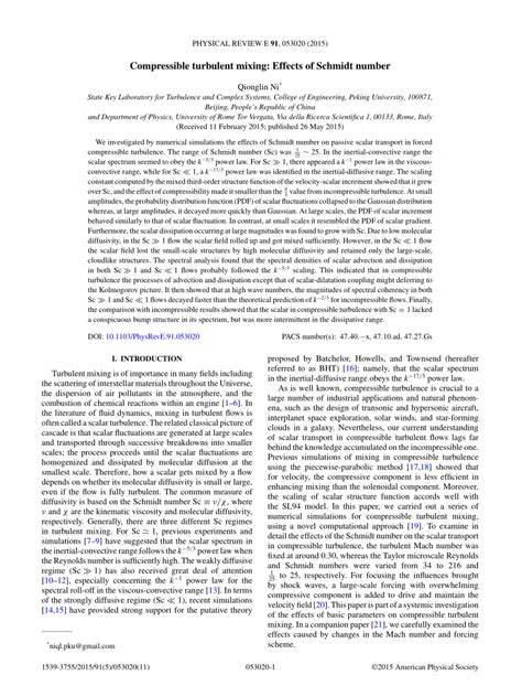 Pdf Compressible Turbulent Mixing Effects Of Schmidt Number
