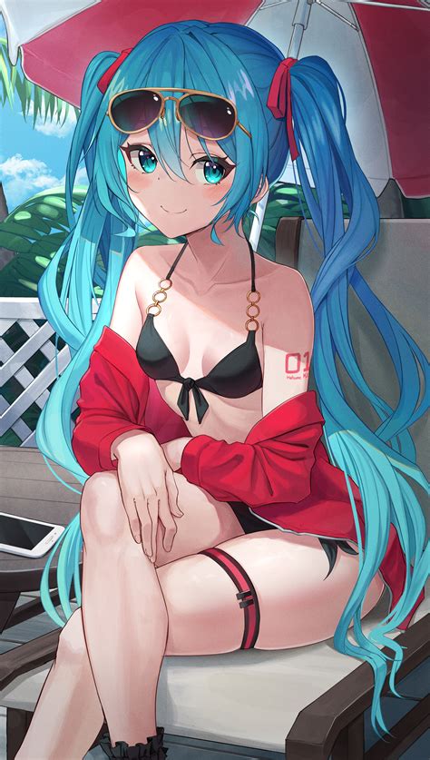 Bibboss39 Vocaloid Hatsune Miku Bikini Garter Megane Open Shirt