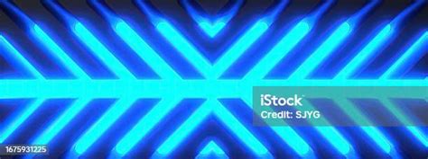 파란색과 검은색의 우아하고 현대적인 3d 렌더링 이미지로 빛나는 공상 과학 대칭 대각선 조명 0명에 대한 스톡 사진 및 기타 이미지 Istock