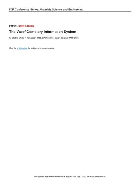 The Waqf Cemetery Information System Pdf Databases System