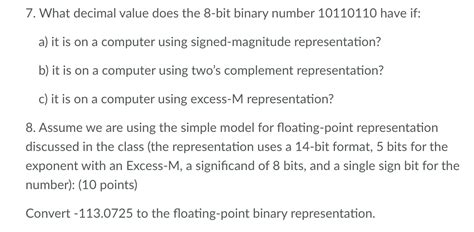 solved 7 what decimal value does the 8 bit binary number