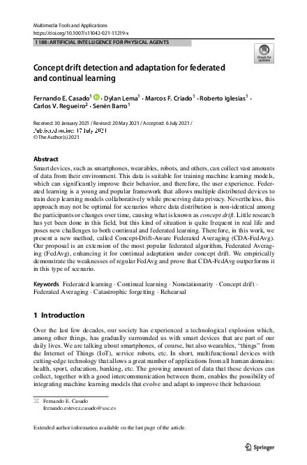 Pdf Concept Drift Detection And Adaptation For Federated And Continual Learning