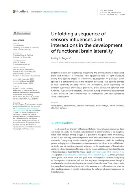Pdf Unfolding A Sequence Of Sensory Influences And Interactions In