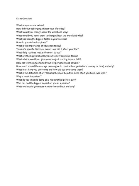 Reflective Essay Questions For Self Discovery Pdf Social Science