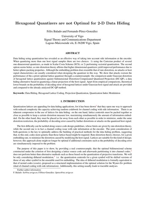 Pdf Hexagonal Quantizers Are Not Optimal For 2d Data Hiding