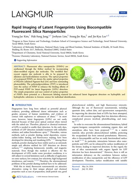 Rapid Imaging Of Latent Fingerprints Using Biocompatible Pdf Fingerprint Science And Mathematics