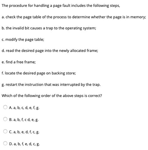 solved the procedure for handling a page fault includes the