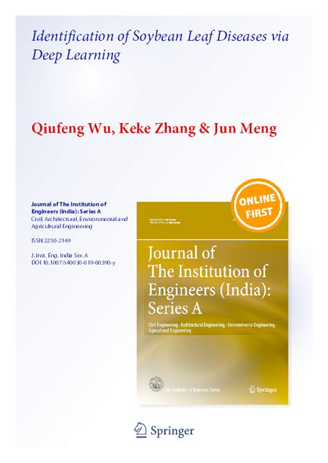 Pdf Identification Of Soybean Leaf Diseases Via Deep Learning