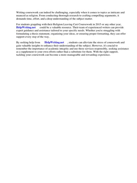 Religion Leaving Cert Coursework 2015 Pdf