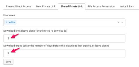 Shared Private Link Different Users Download Limit Expiry Prevent Direct Access