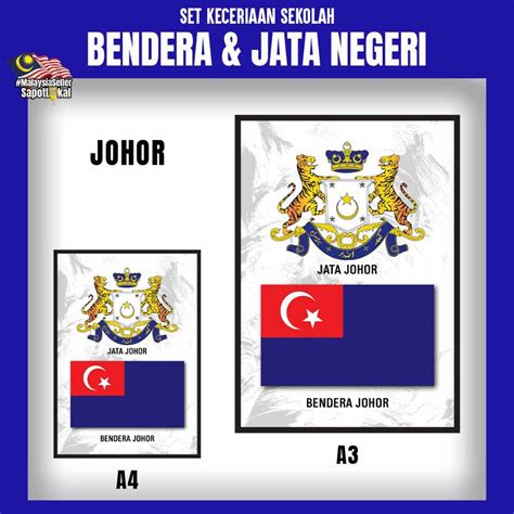 Poster Bendera And Jata Negeri Malaysia Single Item Hiasan Patriotik