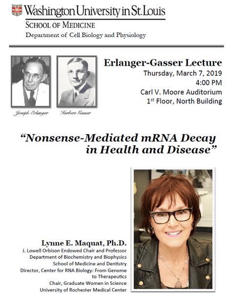 Erlanger Gasser Lecture Lynne Maquat University Of Rochester Medical