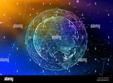 Abstract Sphere Shape Of Glowing Global Communication Global Network Connection Visualization