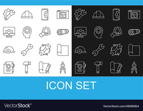 Set Line Drawing Compass Graphing Paper For Vector Image