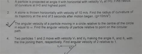 1 A Particle Is Projected At Angle θ With Horizontal With Velocity V0 A