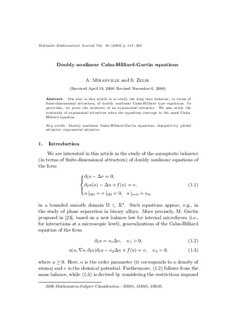 Pdf Doubly Nonlinear Cahn Hilliard Gurtin Equations