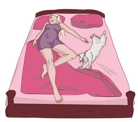 Girl And Cat Sleeping Stock Vector Illustration Of Pets