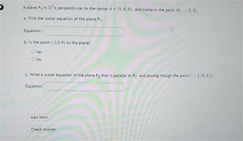 Solved A Plane P In Ris Perpendicular To The Vector N Chegg