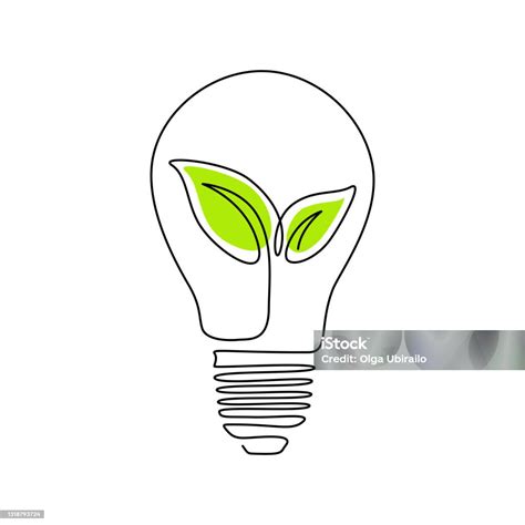 한 줄 도면에 전구 내부를 심는다 녹색 에너지와 환경 친화적 인 소스의 창조적 인 개념 벡터 리나트 일러스트레이션 전구에 대한 스톡 벡터 아트 및 기타 이미지 Istock