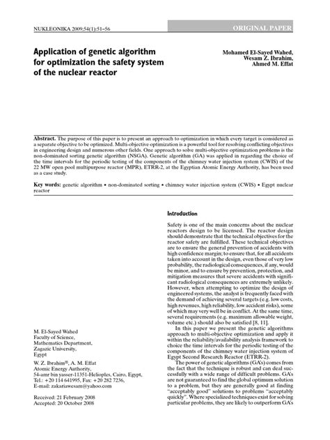 application of genetic algorithm for optimization the safety system