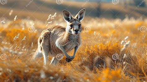 Kangaroo In The Grass Stock Illustration Illustration Of Wildlife