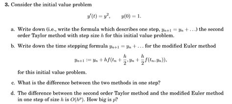 solved 3 consider the initial value problem y t y2