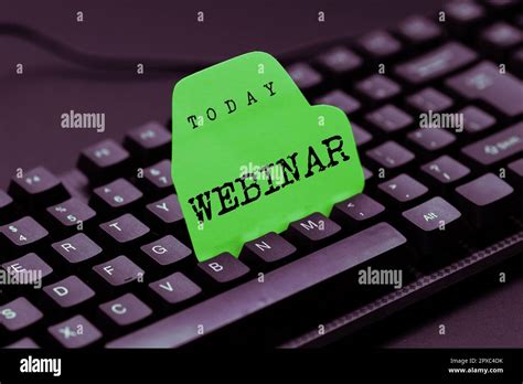 Hand Writing Sign Webinar Word Written On Defined As Seminar Conducted Over The Internet Web