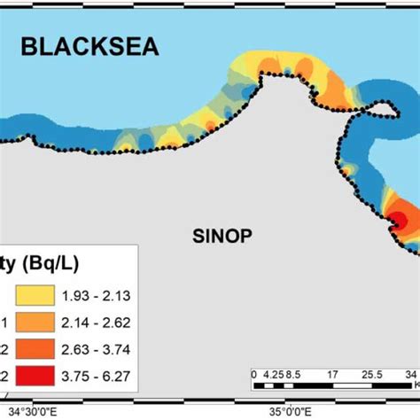 Interpolation Maps Created For The Seawater Samples Taken Along The