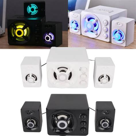 Computer Speakers 2 1 Usb Powered Stereo Subwoofer Multimedia Wired Speaker With Rgb Led Light