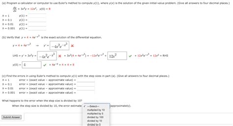 Solved A Program A Calculator Or Computer To Use Eulers