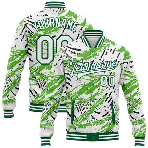 Custom Graffiti Pattern White Kelly Green Grunge Art 3d Bomber Full Sn