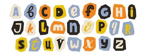 종이 알파벳 컬렉션을 잘라냅니다 Colorfull 다른 편지 콜라주 세트 귀여운 공예 낙서 글꼴 요소는 장식 포스터 배너 인쇄를