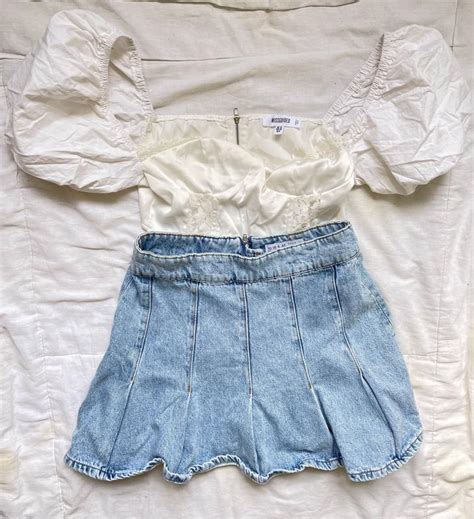 Джинсовая мини юбка с оборками джинсова міні юбка Primark Denim спідниця кльош юбка з бантовими