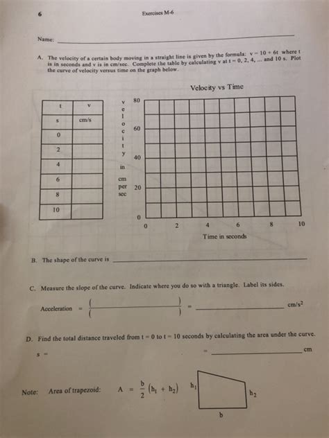 Solved Exercises M Name The Velocity Of A Certain Body Chegg