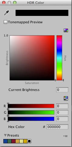 Unity Руководство HDR Color Picker