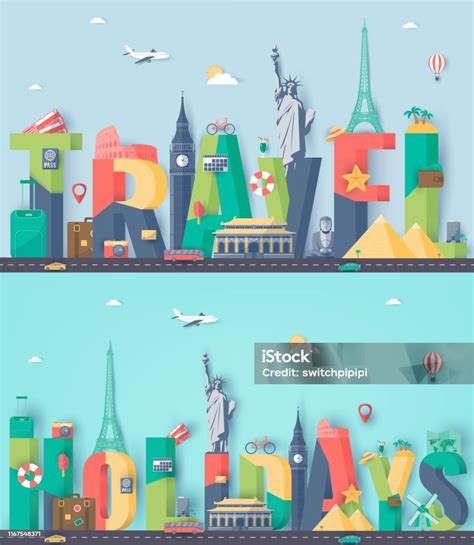 유명한 세계 랜드 마크와 여행 구성 여행 및 관광 개념입니다 벡터 가방에 대한 스톡 벡터 아트 및 기타 이미지 가방 관광 관광객 Istock