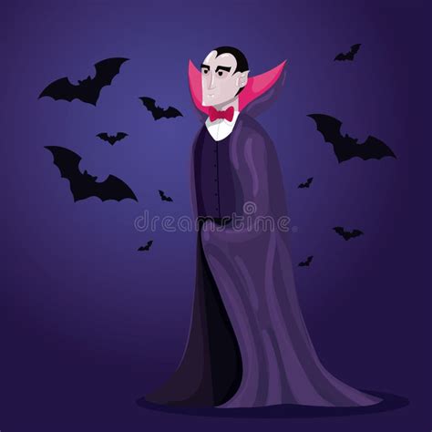 Scary Vampire With Bats Fantasy Character Vector Stock Vector