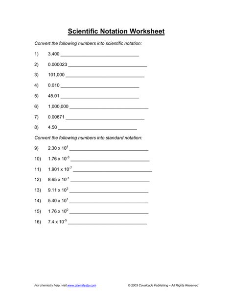 Scientific Notation Worksheet Convert And Simplify Numbers