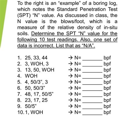 To The Right Is An Example” Of A Boring Log Which