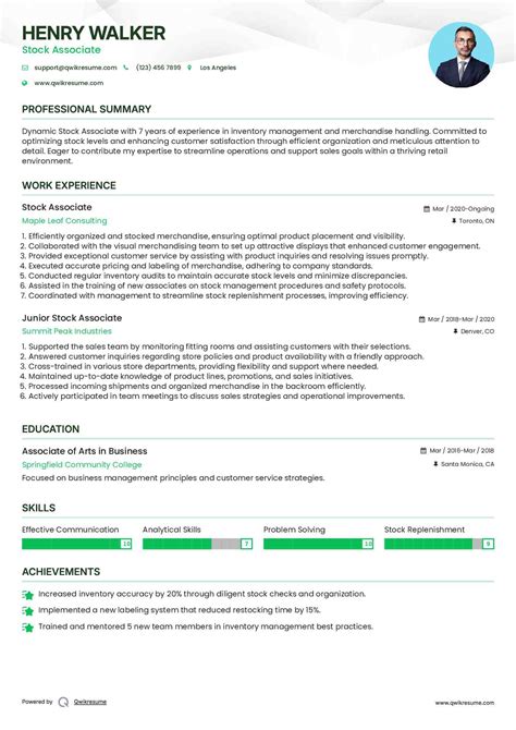 10 Stock Associate Resume Samples And Templates For 2025