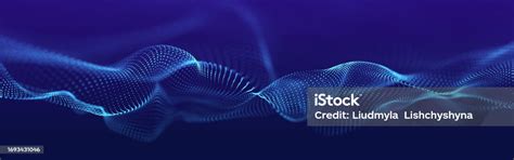 Abstract Background Grid Data Stream Futuristic Blue Particle Wave 3d