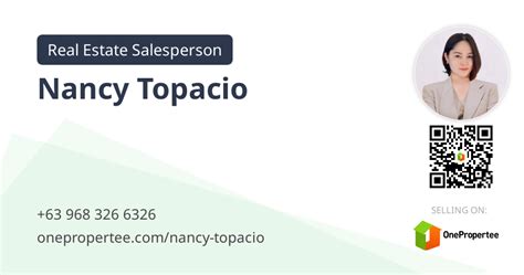 Nancy Topacio Real Estate Salesperson Selling On Onepropertee