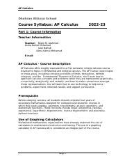 AP Calculus AB Course Syllabus College Level Calculus Topics Course Hero