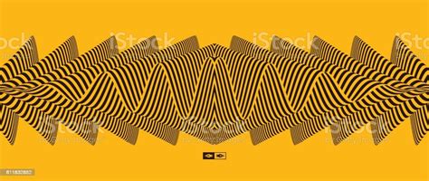 초록 줄무늬 배경입니다 광학 예술입니다 벡터 일러스트입니다 3차원 형태에 대한 스톡 벡터 아트 및 기타 이미지 3차원 형태 검은색 기하 Istock