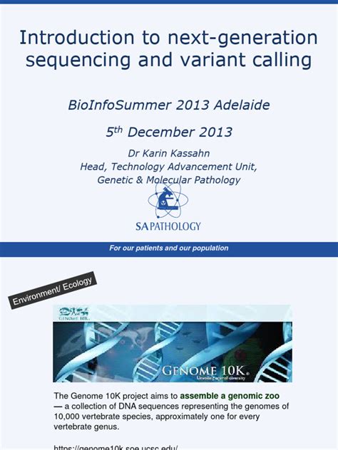 Documents Pub Introduction To Next Generation Sequencing And Variant Calling Karin Kassahn