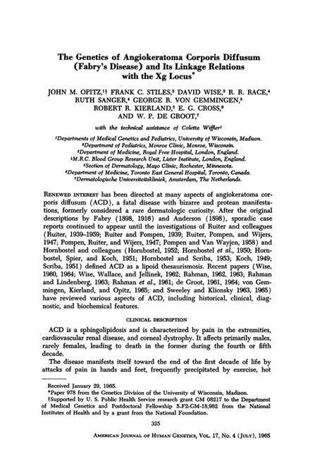 The Genetics Of Angiokeratoma Corporis Diffusum Fabrys Disease And